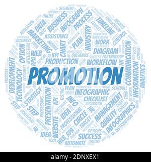 Promotion typography word cloud create with text only Stock Photo - Alamy