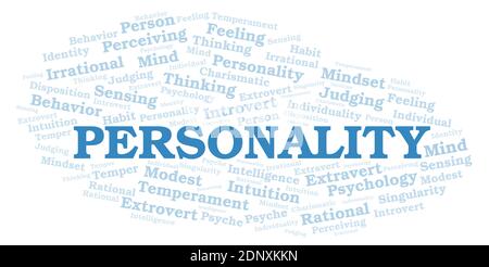 Personality typography word cloud create with text only Stock Photo - Alamy