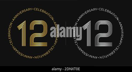 12th anniversary numbers. 12 years old multicolored congrats. Cute ...