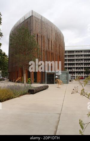modern wood building in nantes in france Stock Photo - Alamy