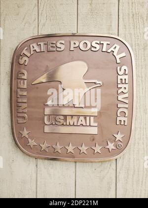 Close-up of United States Postal Service emblem on interior wall, San ...