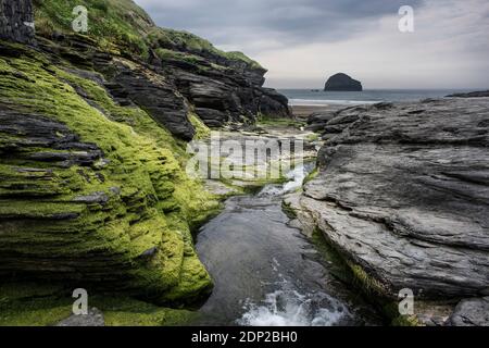 the village of trebarwith strand on the north coast of cornwall ...