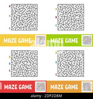 A set of mazes. Cartoon style. Visual worksheets. Activity page. Game ...