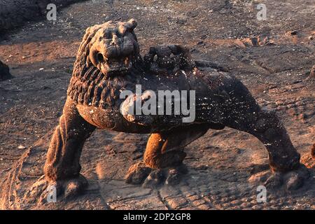 "Vyali on the top of Kailasha cave temple Stock Photo - Alamy