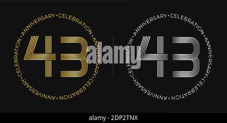 Numbers 43 4 3 logo design with golden circle and white leaves on ...