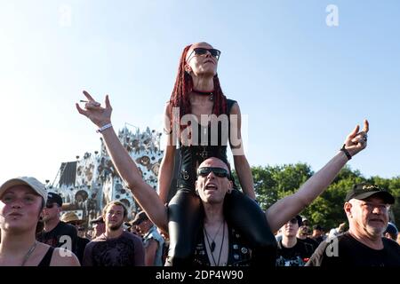 Heavy metal fans participe to the biggest Hellfest heavy metal and hard ...