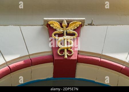 Golden Staff of Aesculapius Medical Symbol, 3D rendering Stock Photo ...