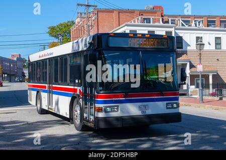 Merrimack Valley Regional Transit Authority MVRTA public bus on Essex ...