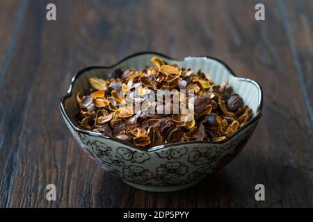 Dried Cascara Coffee Cherry Pulp and Outer Skin in Bowl. Ready to Use ...