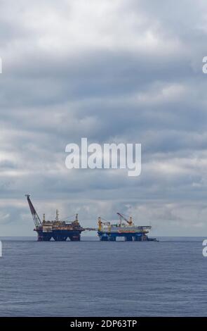 The P-40 Floating Oil Platform and the Dos Tiradentes Flotel attached ...