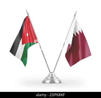 Qatar Flag with Jordan Flag, 3D rendering with blue sky Stock Photo - Alamy