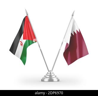 Qatar and Western Sahara flags. 3D Waving flag design. Western Sahara ...