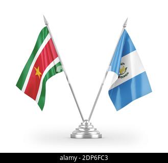 Suriname and Guatemala table flags isolated on white 3D rendering Stock ...