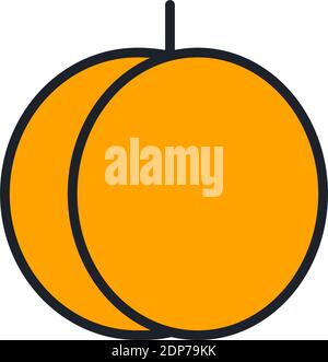 Peach icon. Linear color icon, contour, shape, outline. Thin line ...