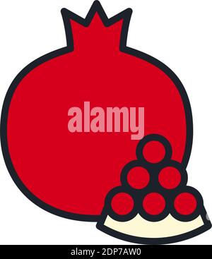 Pomegranate seeds icon. Linear color icon, contour, shape, outline ...