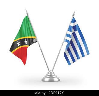 Saint Kitts & Nevis and Greece Flags Crossed And Waving Flat Style ...