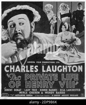 THE PRIVATE LIFE OF HENRY VIII, Robert Donat, Binnie Barnes, 1933 Stock ...