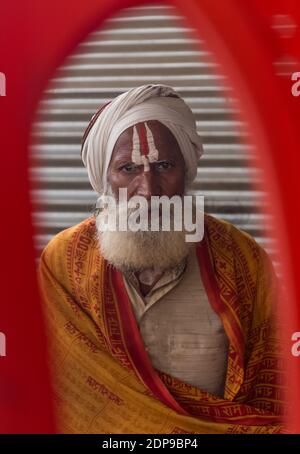 PRAYAGRAJ, INDIA - FEBRUARY 3: Naga Sadhu taking a holy dip during the ...