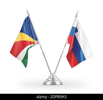 Slovenia and Seychelles two flags textile cloth, fabric texture Stock ...