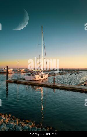 beautiful moon in the black sky Stock Photo - Alamy