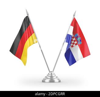 Germany and Croatia table flags isolated on white 3D rendering Stock ...