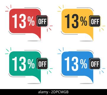 13% off. Red discount banner with thirteen percent. Advertising for ...