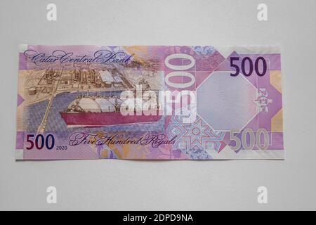 Qatar Currency New .Qatari Riyal ,Notes,500,100,50 on white background ...