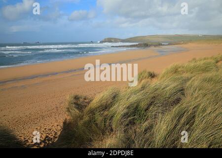 Constantine bay - winter view, North Cornwall, England, UK Stock Photo ...