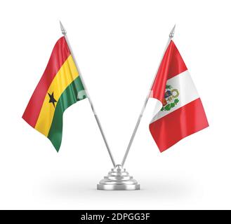Ghana and Peru table flags isolated on white 3D rendering Stock Photo ...