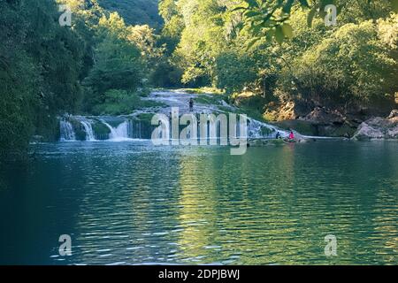 Jumping off Micos waterfalls, Huasteca Potosina, San Luis Potosi ...