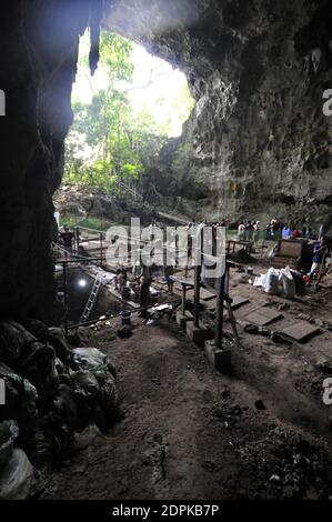 A view of the excavation in the Callao Cave in the north of Luzon ...