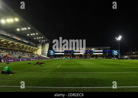 A view of Worcester Warriors home ground, Sixways Stadium, covered with ...