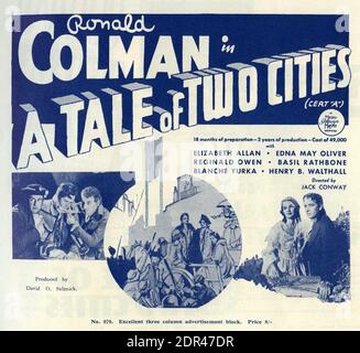 DONALD WOODS as Charles Darnay and RONALD COLMAN as Sydney Carton in A ...