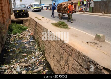 Plastic rubbish in gutter, Mandroseza, Antananarivo, Madagascar Stock ...