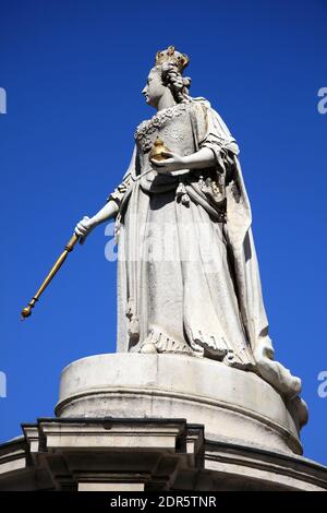 Queen Anne statue erected in 1712 outside St Paul's Cathedral in London ...