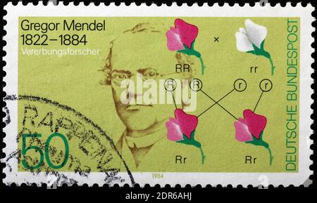 Portrait of Gregor Mendel on postage stamp Stock Photo - Alamy