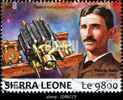 Nikola Tesla portrait on postage stamp Stock Photo - Alamy