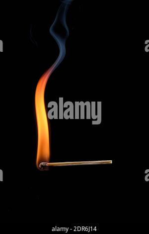 Just Struck Matchstick Floating Weightlessly Stock Photo - Alamy