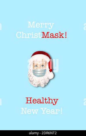 Santa Claus wearing protective face mask. Christmask Xmask concept ...