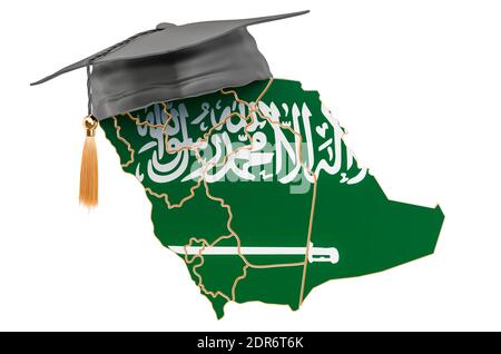 Education in Saudi Arabia, concept. School desks and blackboard on ...