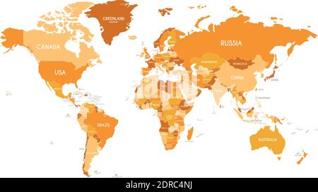 World map orange color vector Stock Vector Image & Art - Alamy