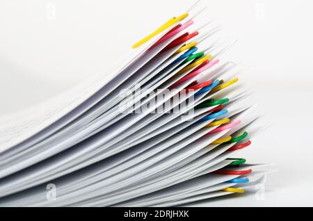 Sheets of paper stapled staples in the stack Stock Photo - Alamy