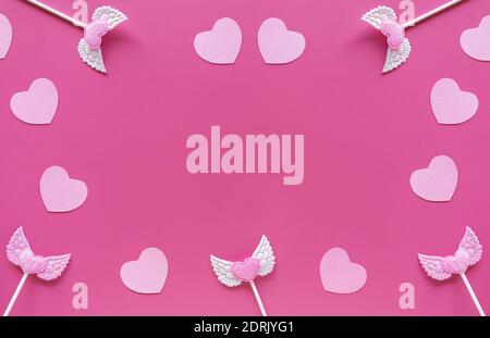 Valentines day and love concept. Pink carnation flower in vase on white ...