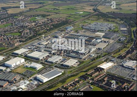 aerial view of the Jaguar Land Rover car manufacturing plant at ...
