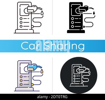 Refueling Car icon linear logo mark set collection in black and white ...