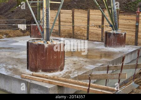 High voltage pylon, maintenance, foundation works, reinforcing Stock ...