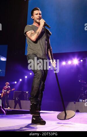 Maroon 5 performing live at Bercy concert hall in Paris, France, on ...