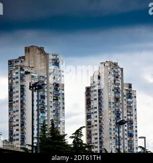 Old panel apartments with cloudy sky Stock Photo - Alamy