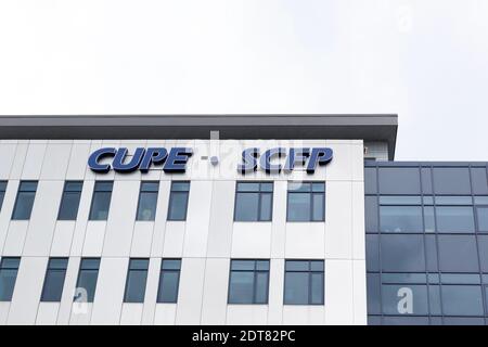 A Canadian Union of Public Employees (CUPE) flag during an education ...