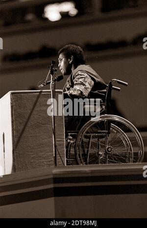 Barbara Jordan speaking at the 1988 Democratic National Convention in ...